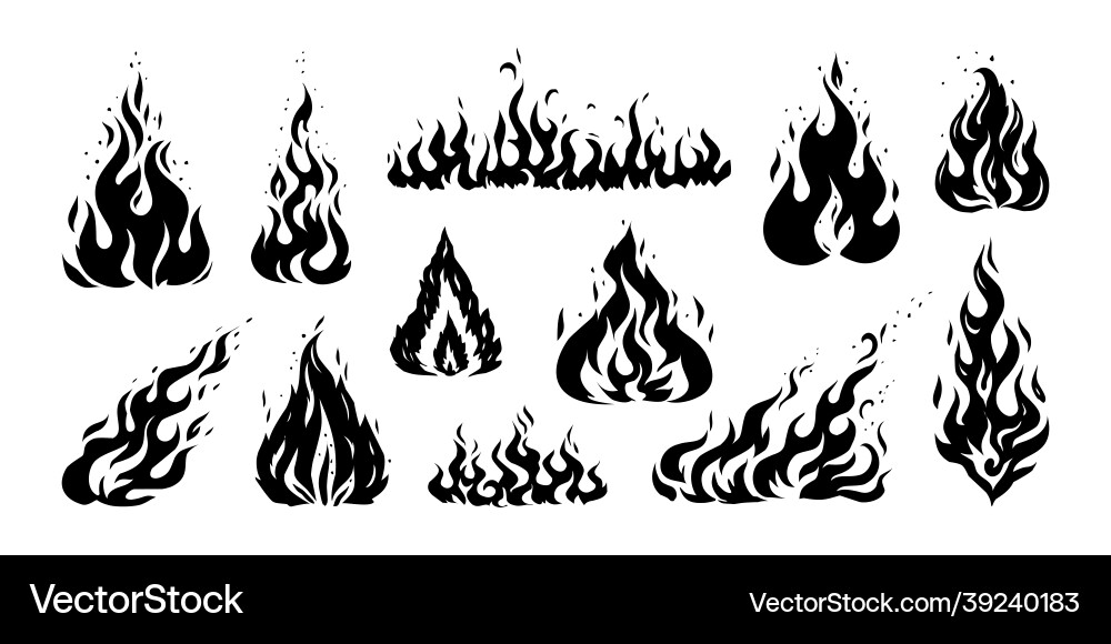 Hand drawn flame vintage sketch of devils fire Vector Image