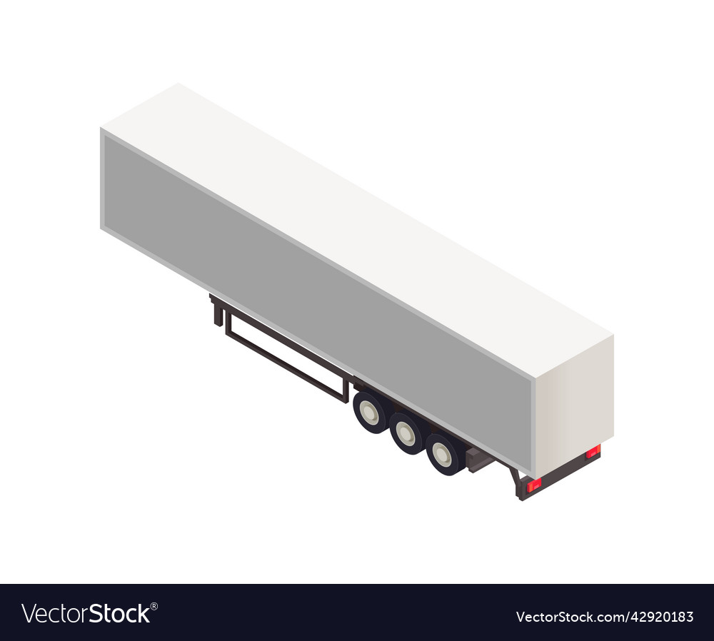 Isometric cargo trailer composition Royalty Free Vector