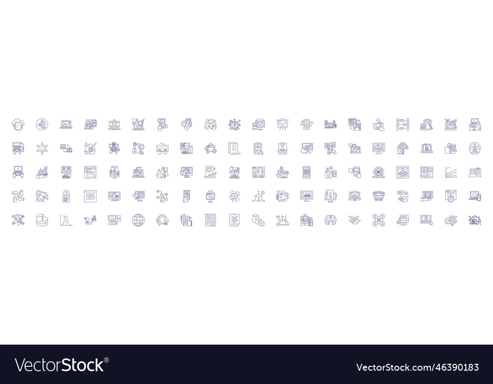 Machine learning line icons signs set design Vector Image