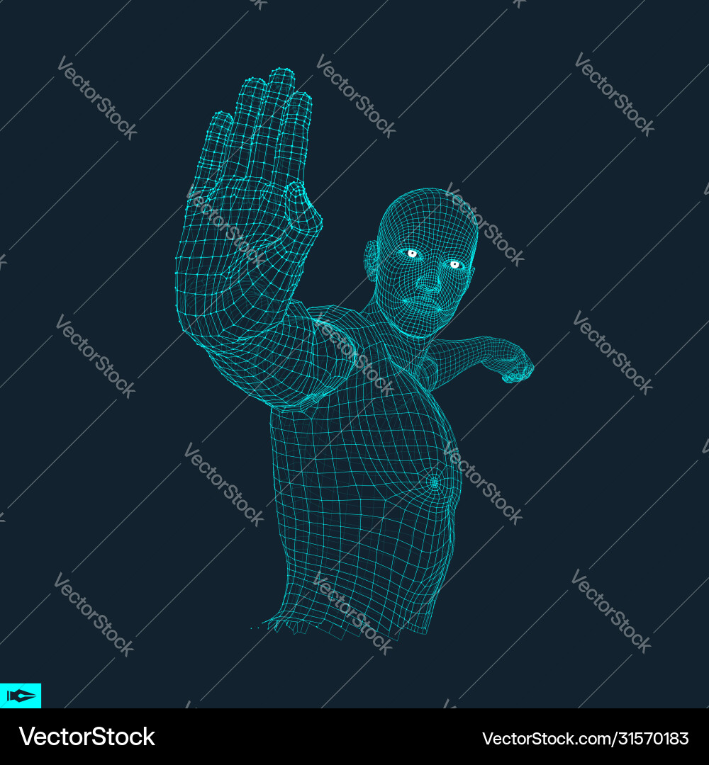Man with hand up to stop human showing stop Vector Image