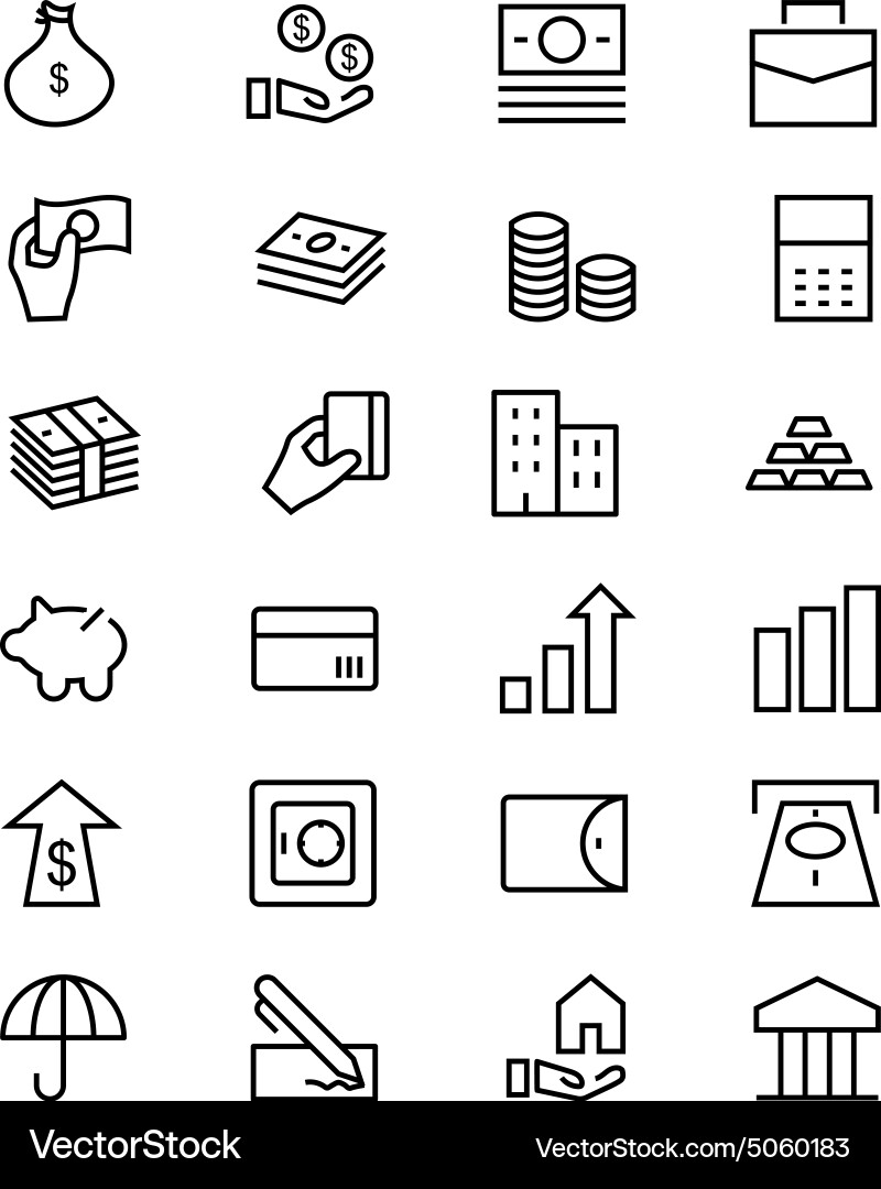 Money line icons 1 Royalty Free Vector Image - VectorStock