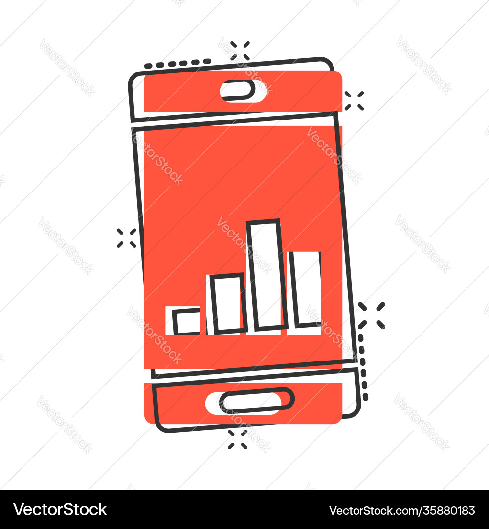 Phone diagram icon in comic style smartphone Vector Image