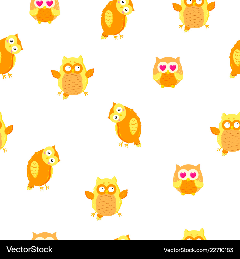 Seamless texture with cute cartoon owls Royalty Free Vector