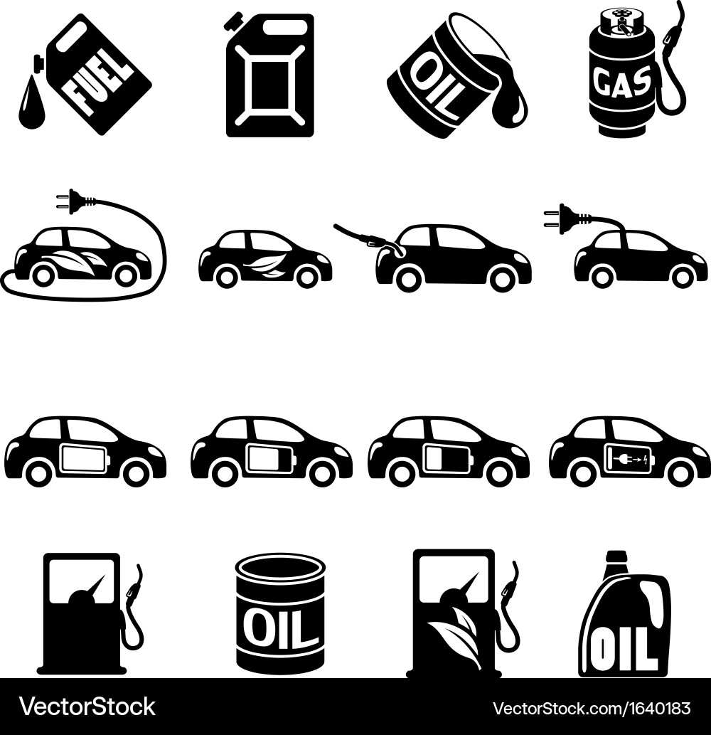 Set of different fuel icons Royalty Free Vector Image