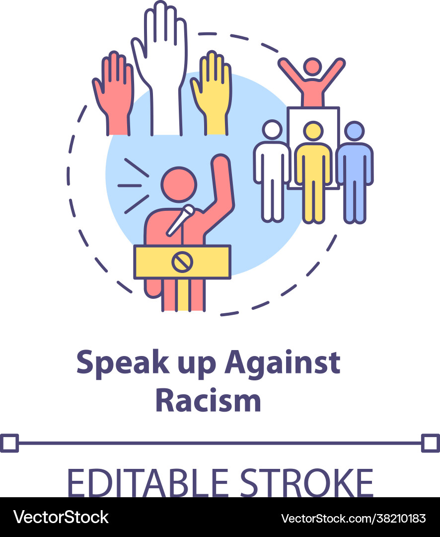 Speak up against racism concept icon Royalty Free Vector