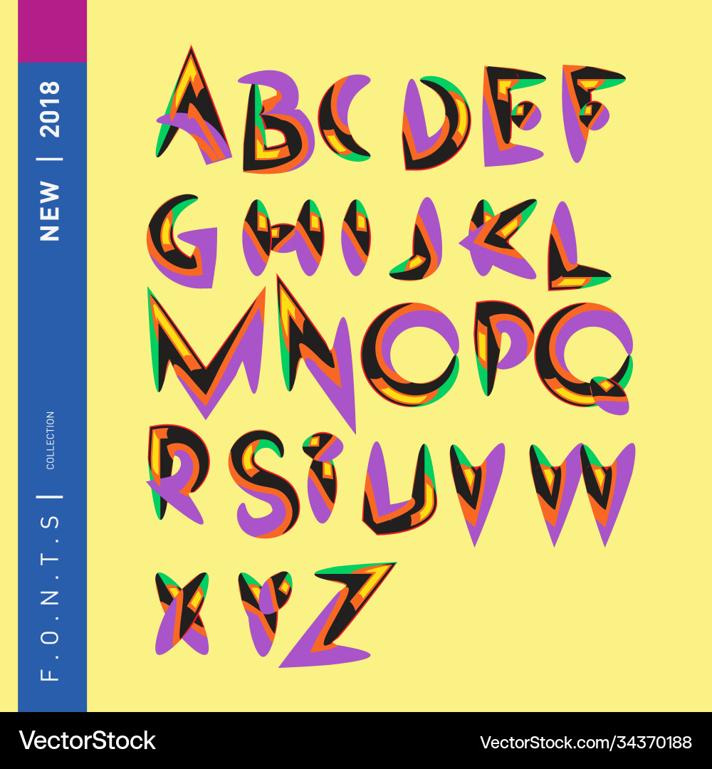 Abstract colorful font and alphabet Royalty Free Vector