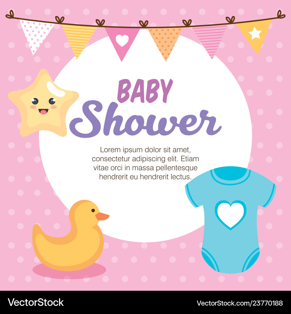 Baby shower card with set items Royalty Free Vector Image
