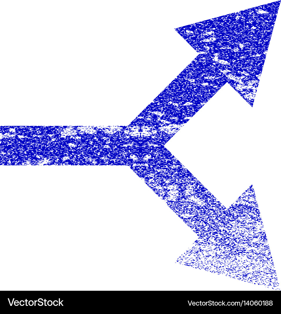 Bifurcation arrow right grunge textured icon Vector Image