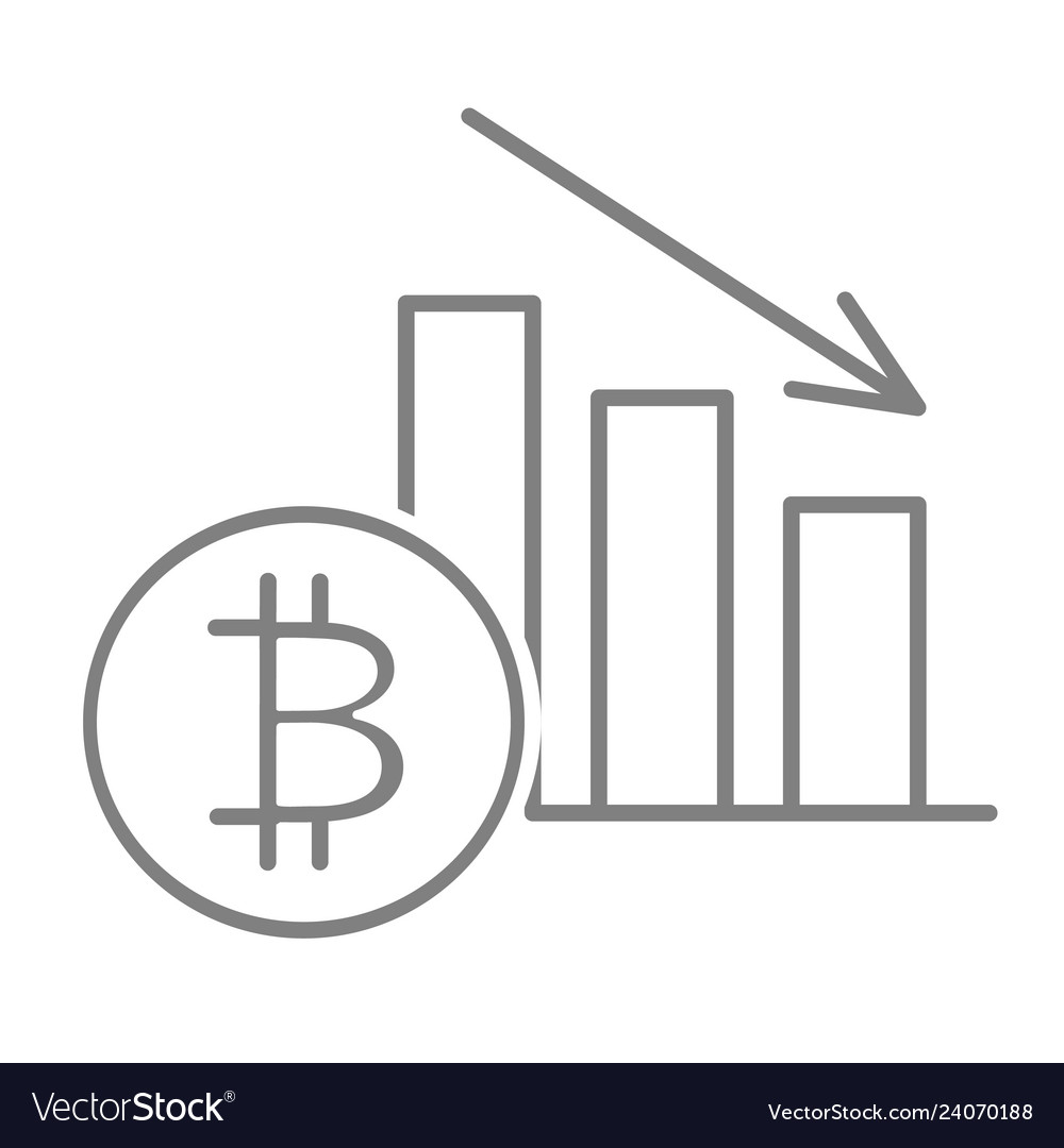 Bitcoin rate decrease thin line icon Royalty Free Vector