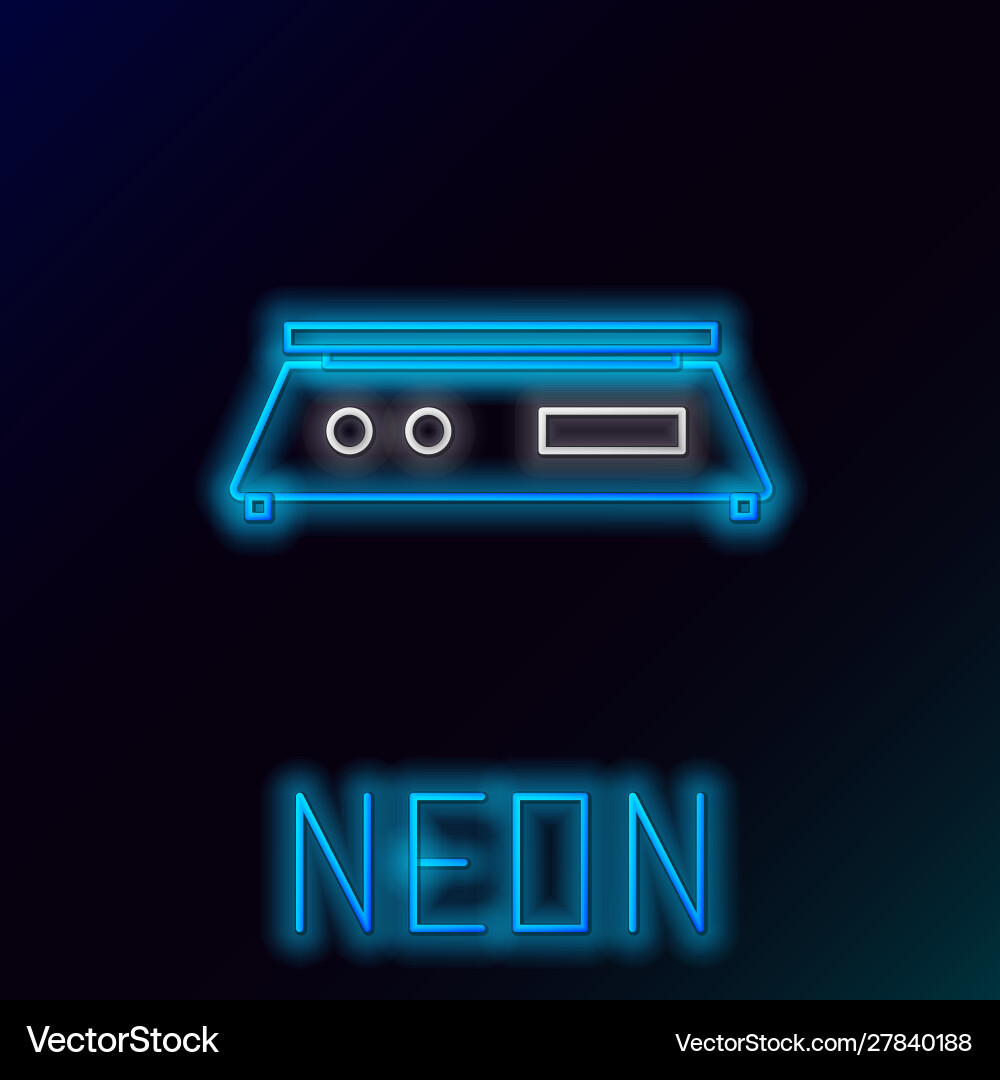 Blue glowing neon line electronic scales icon Vector Image