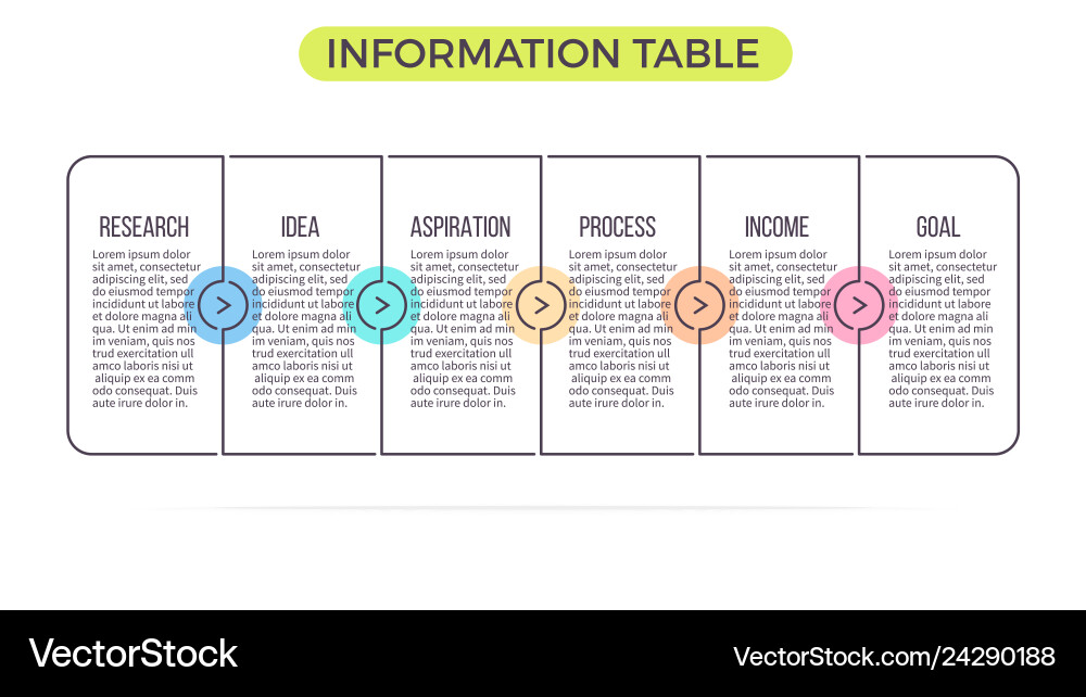 Business infographics banner with 6 steps Vector Image