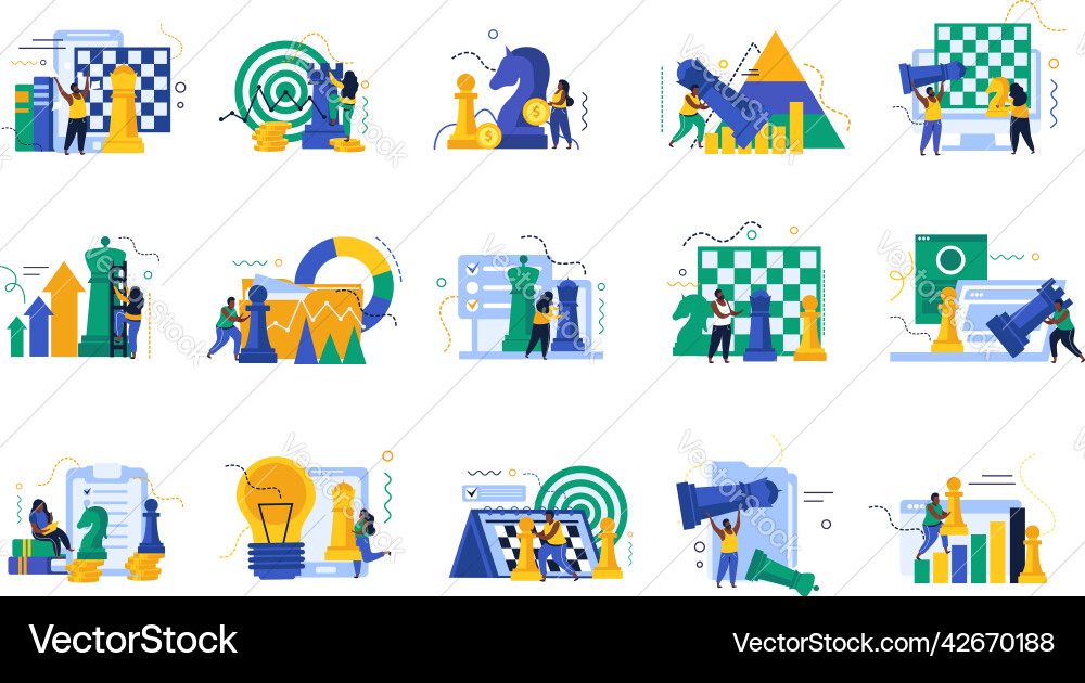 Business strategy recolor set Royalty Free Vector Image