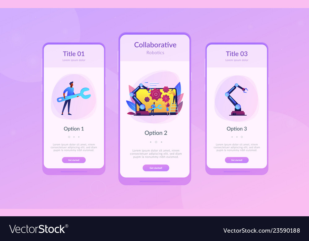 Collaborative robotics app interface template Vector Image