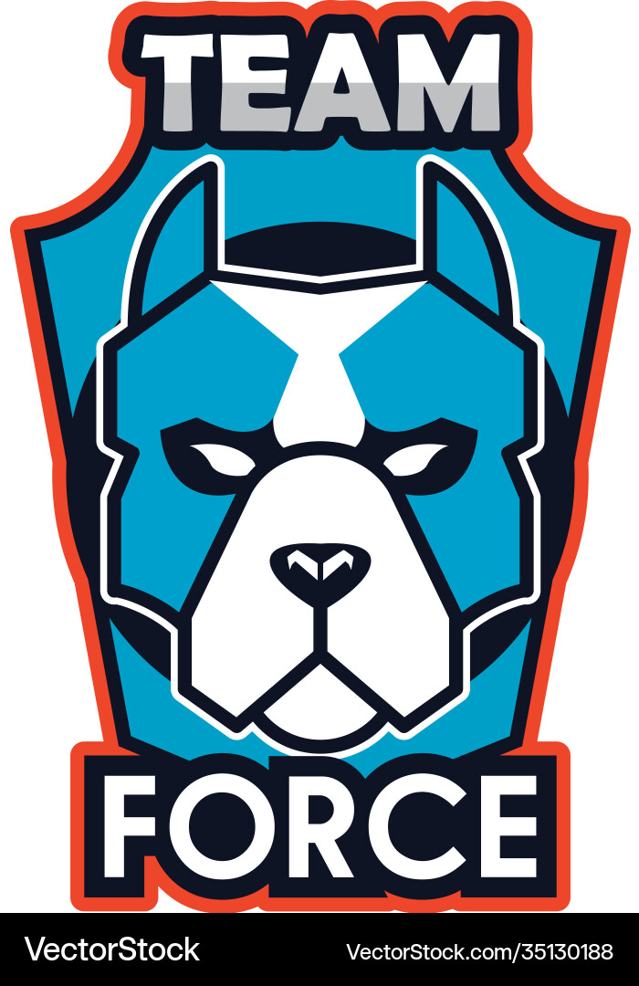 Dog head animal emblem icon with team force Vector Image