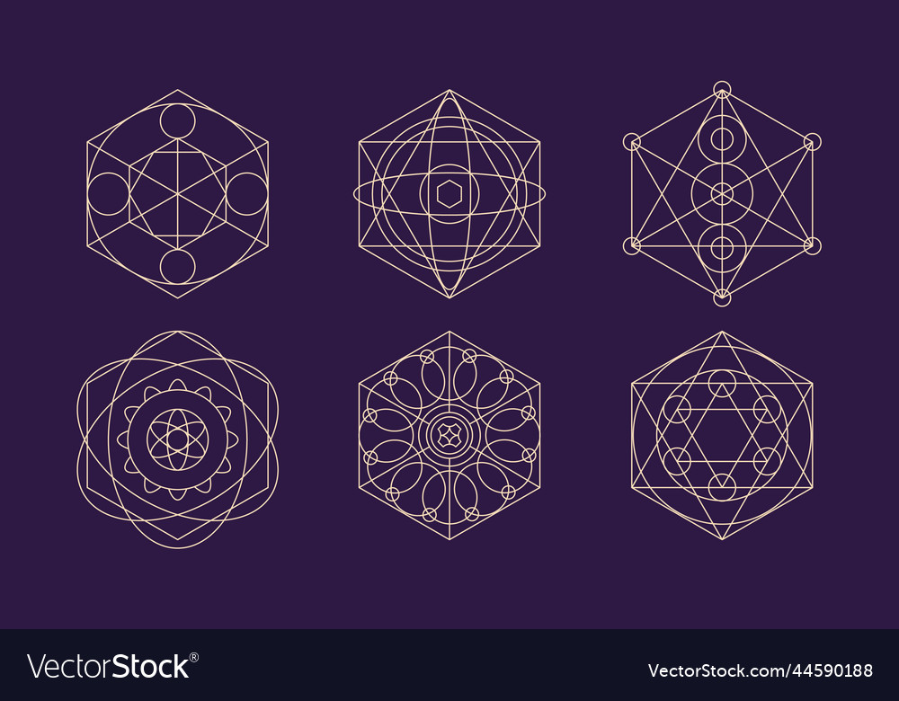 Flat design sacred geometry element set Royalty Free Vector