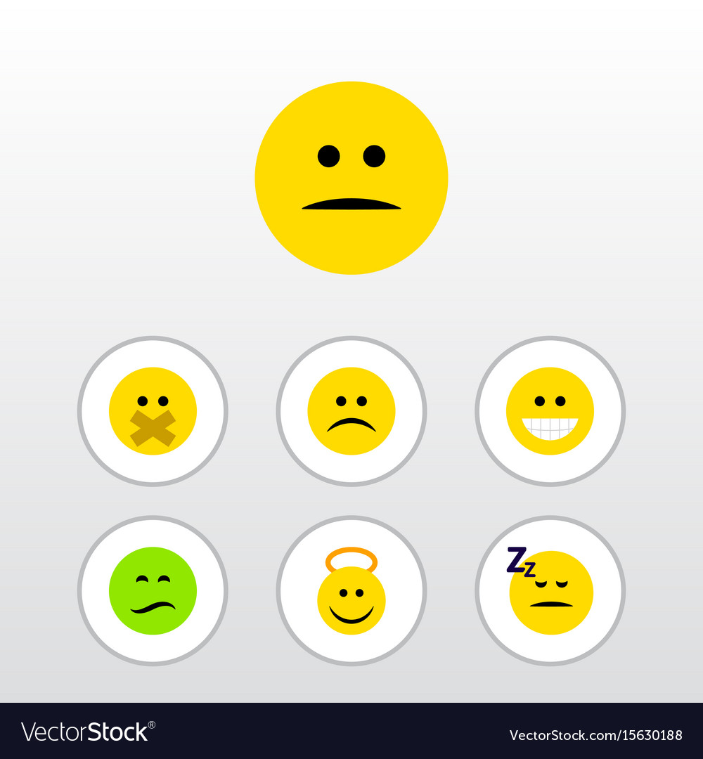 Flat icon expression set of asleep displeased Vector Image Flat icon expression set of asleep displeased Vector Image