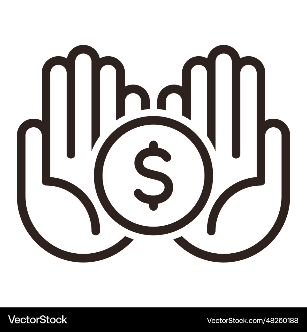 Hands and dollar coin save money icon Royalty Free Vector