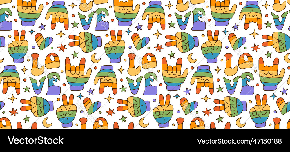 Hippie hand peace and rock gestures Royalty Free Vector