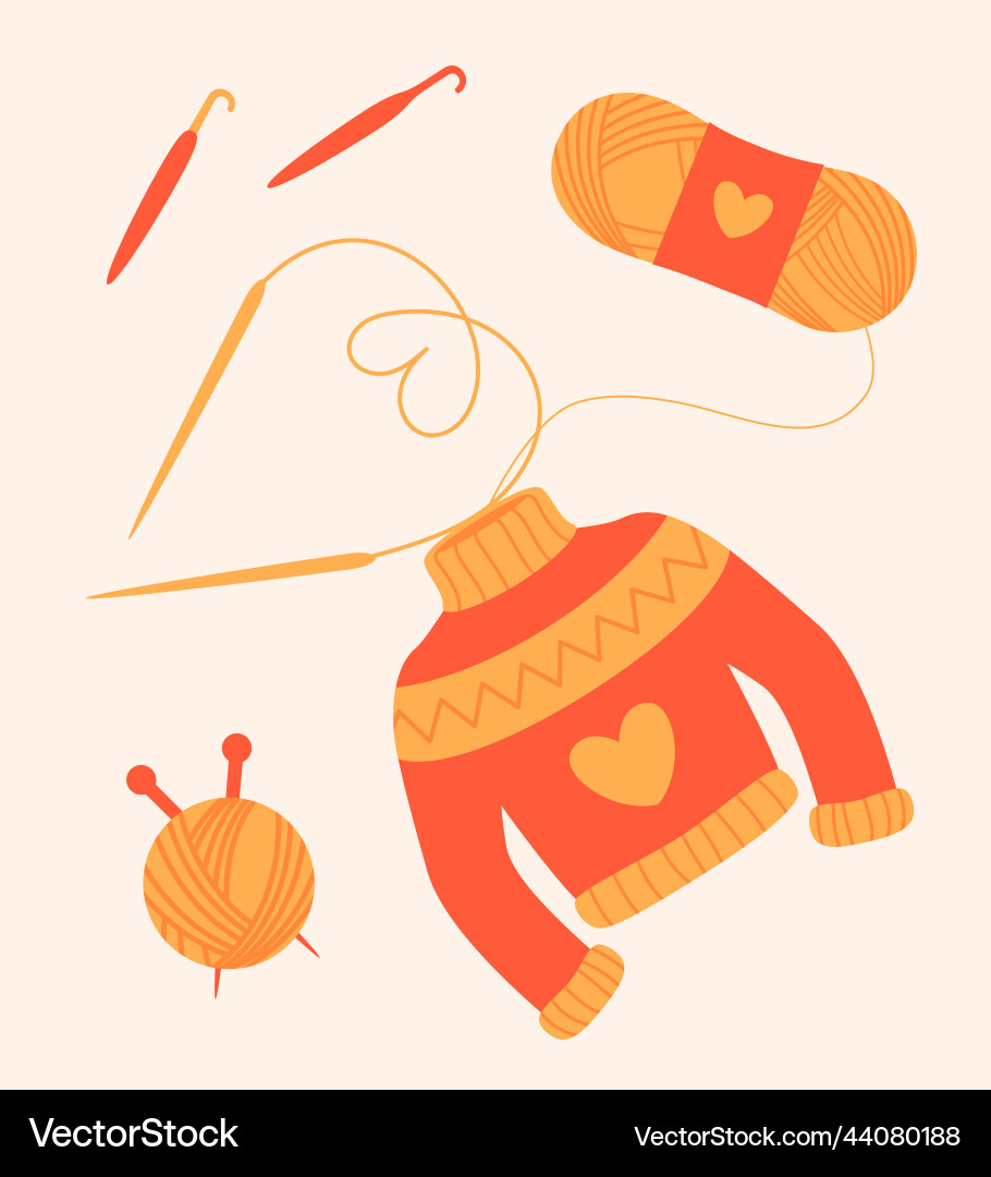 Knitting sweater with needle warm jumper Vector Image