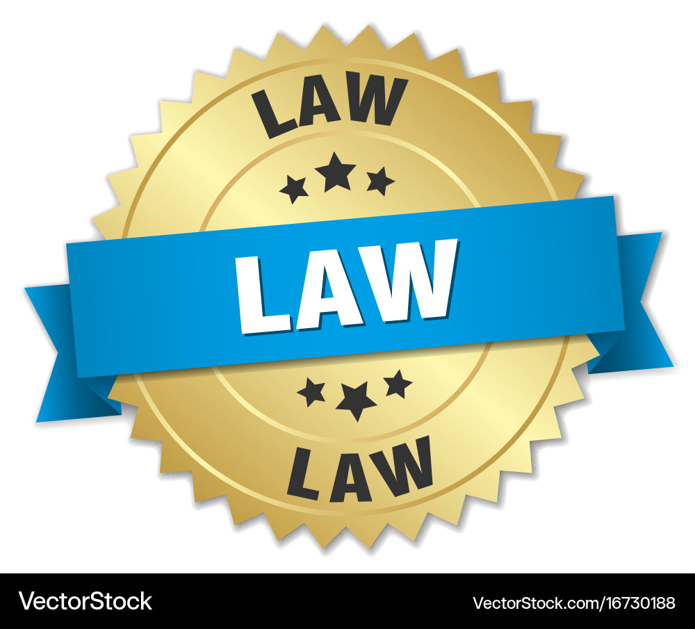 Law round isolated gold badge Royalty Free Vector Image