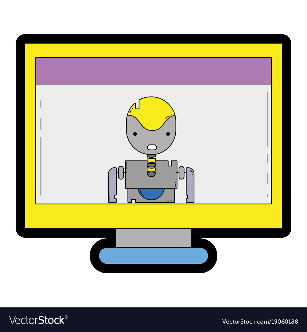 Line color computer technology with screen Vector Image
