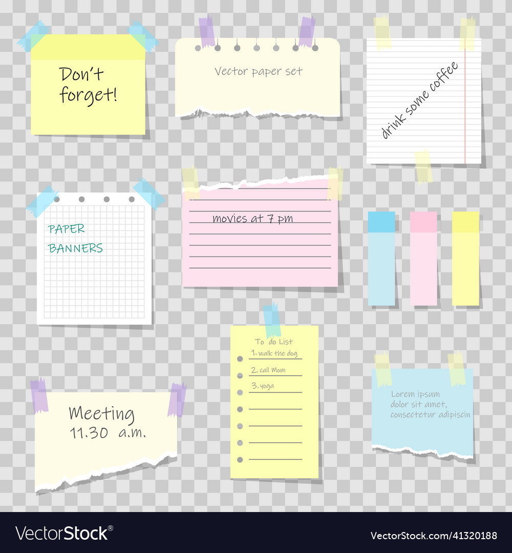 Notes paper sheets attached Royalty Free Vector Image