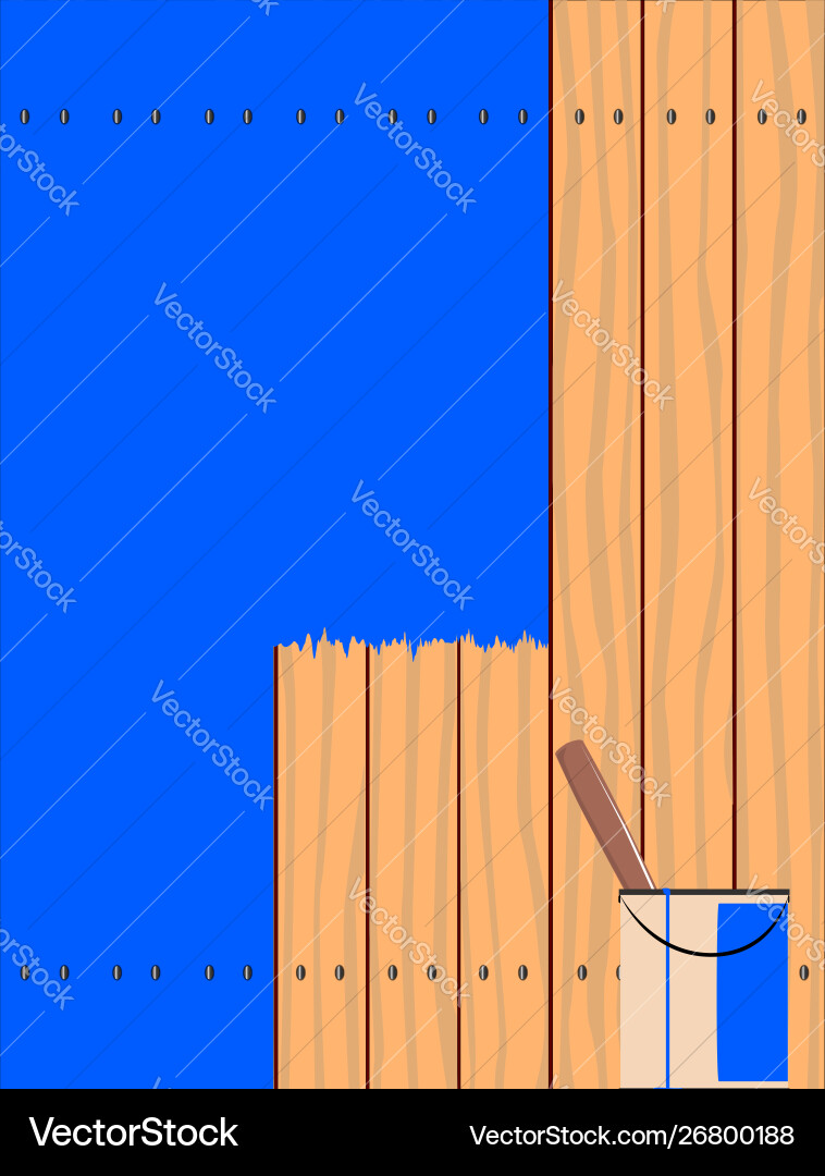 Painting a blue fence Royalty Free Vector Image
