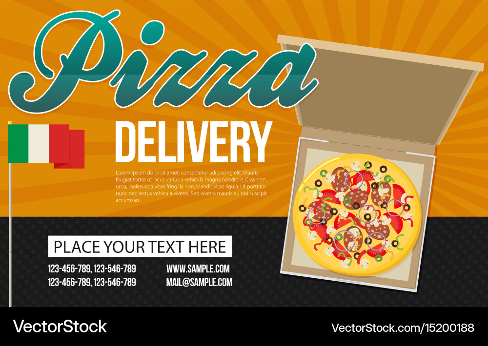 Pizza box advertisement banner pizza box delivery Vector Image