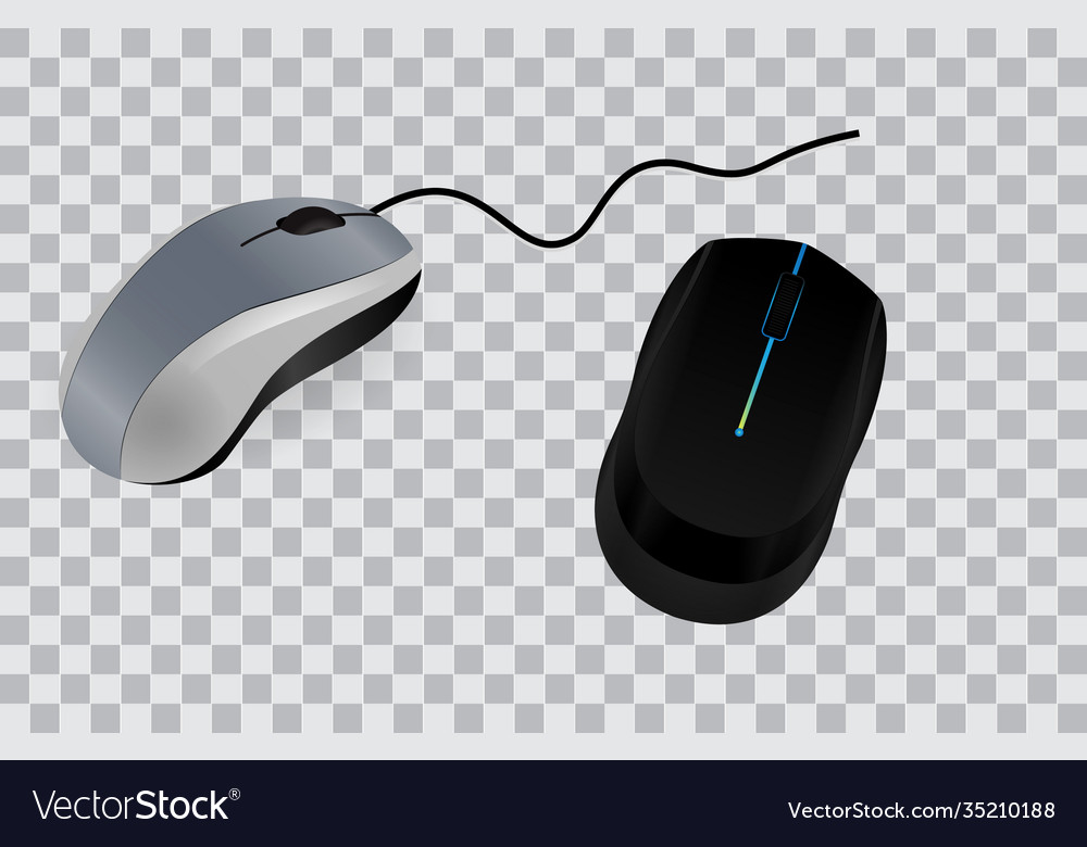 Set computer mouse realistic Royalty Free Vector Image