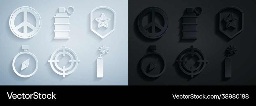 Set target sport police badge compass dynamite Vector Image