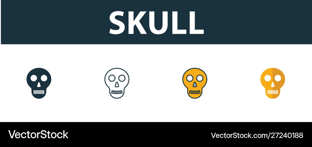Skull icon set premium symbol in different styles Vector Image