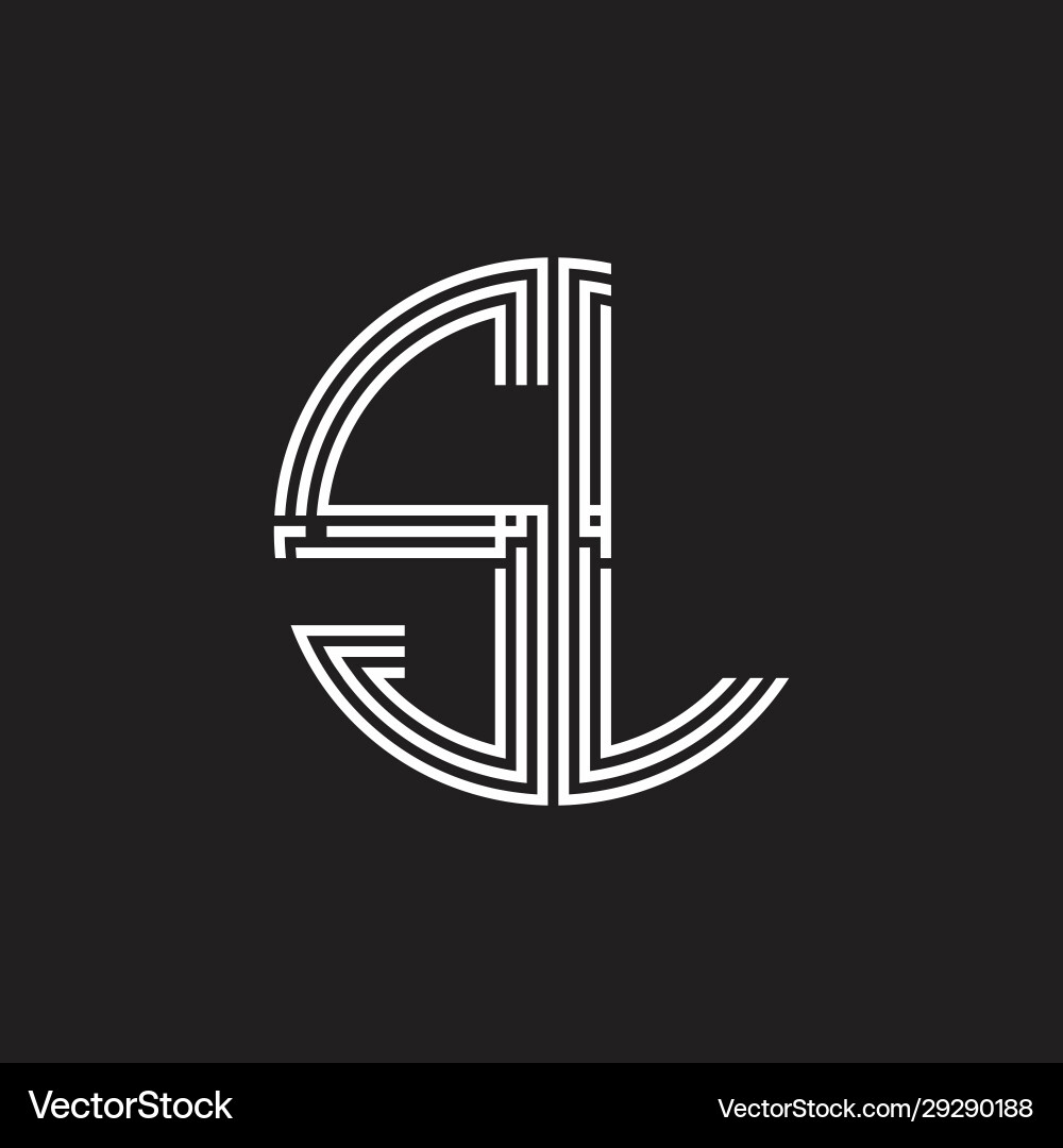 Sl logo monogram triple ribbon style line design Vector Image