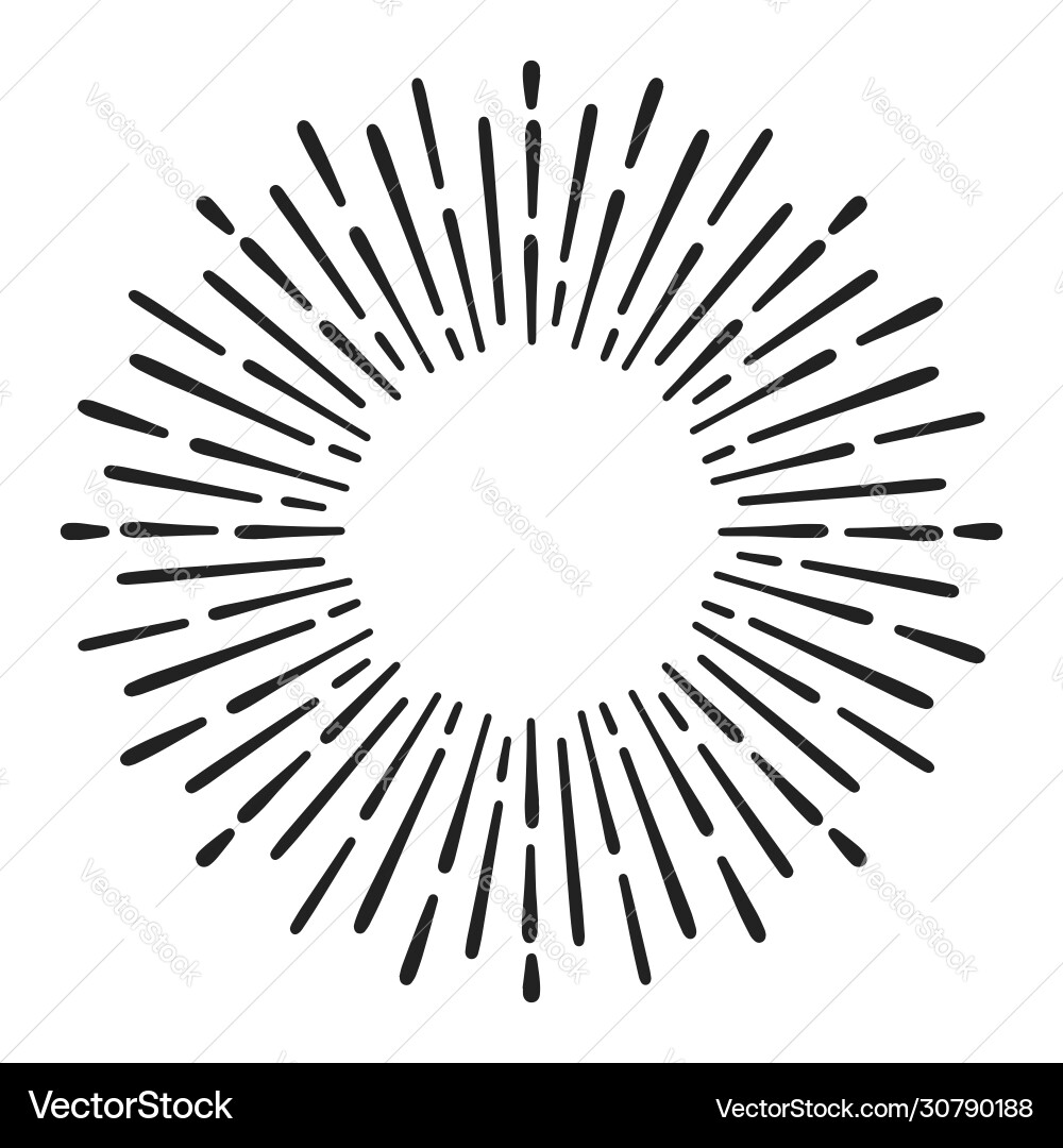 Sunburst doodle line art hand drawn sun burst Vector Image