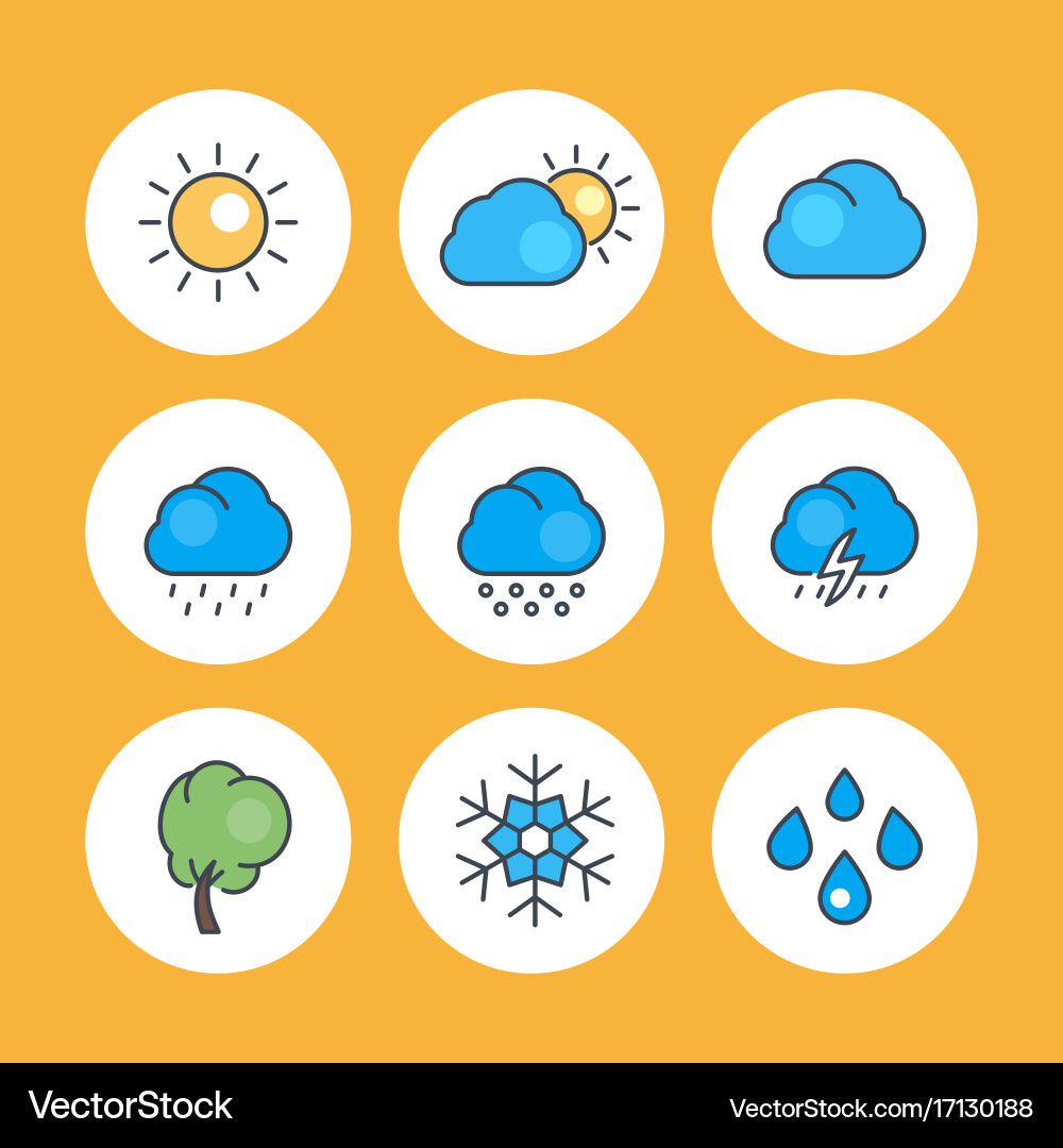 Weather icons with outline Royalty Free Vector Image