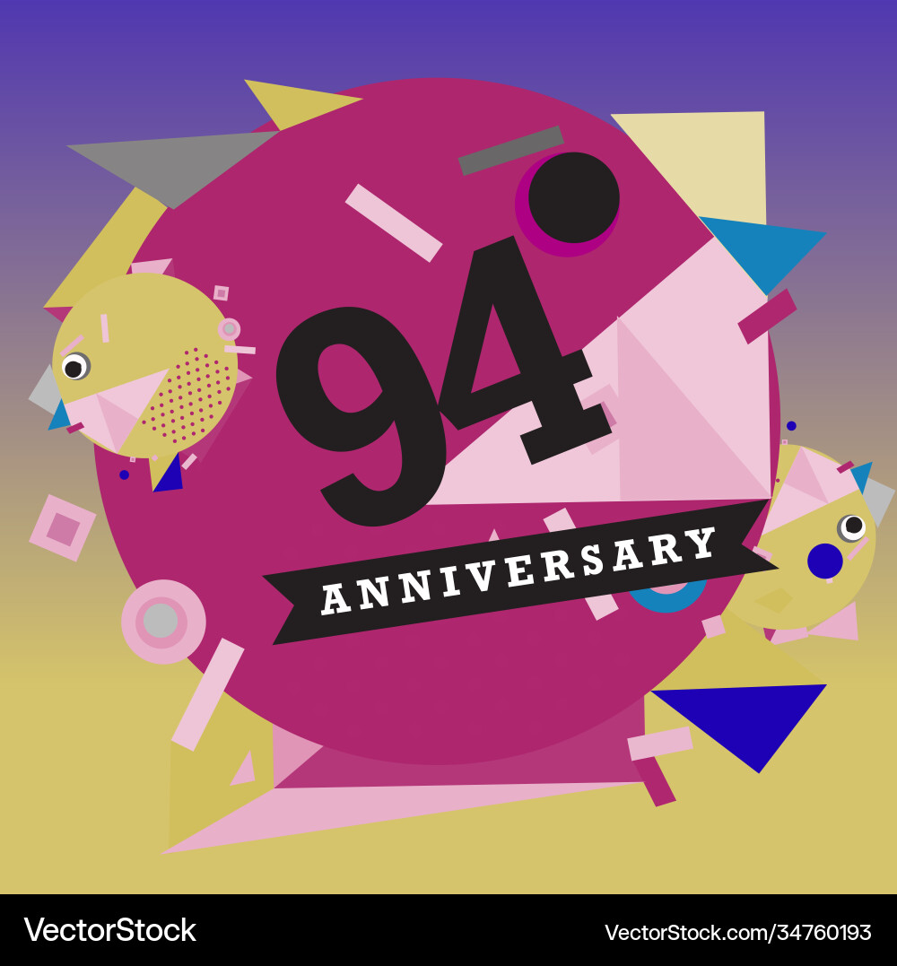 Anniversary greeting card with colorful number Vector Image