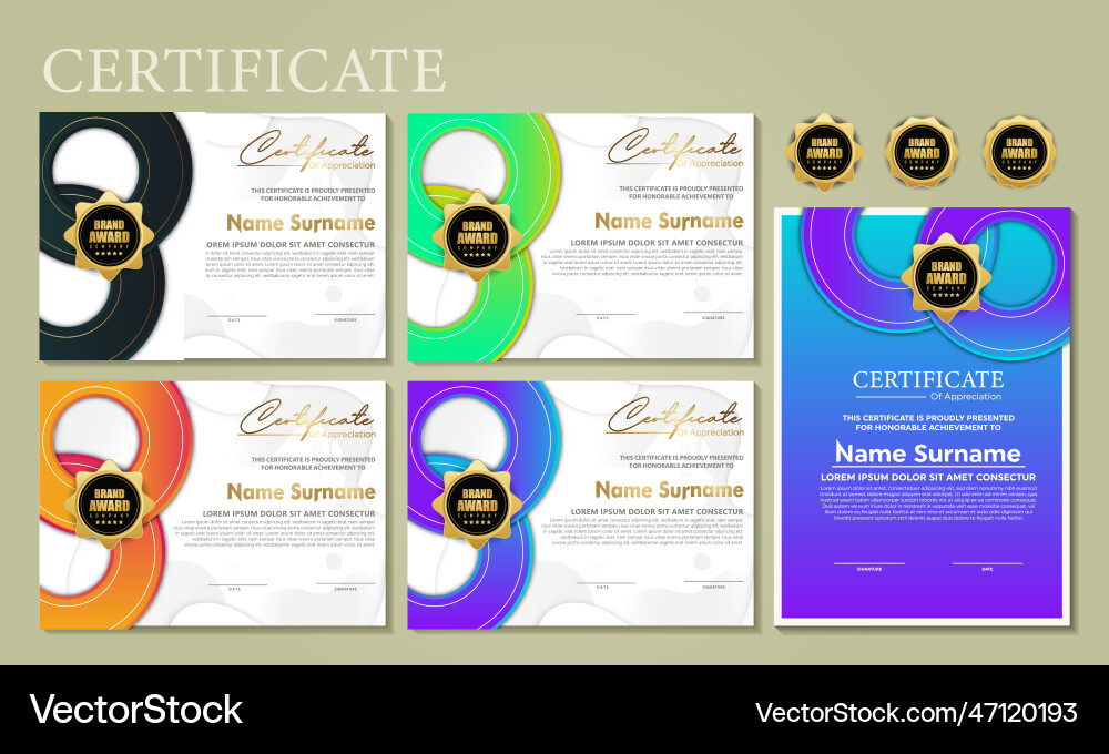 Award template certificate gold color and blue Vector Image