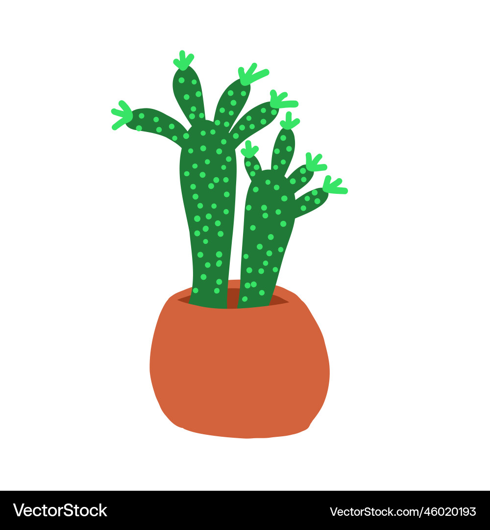 Cactus in cartoon flat style Royalty Free Vector Image