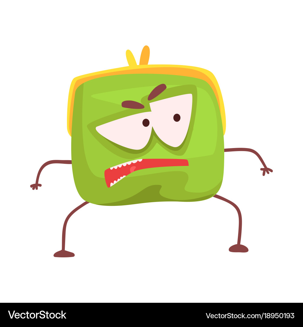 Cute angry purse character funny green humanized Vector Image