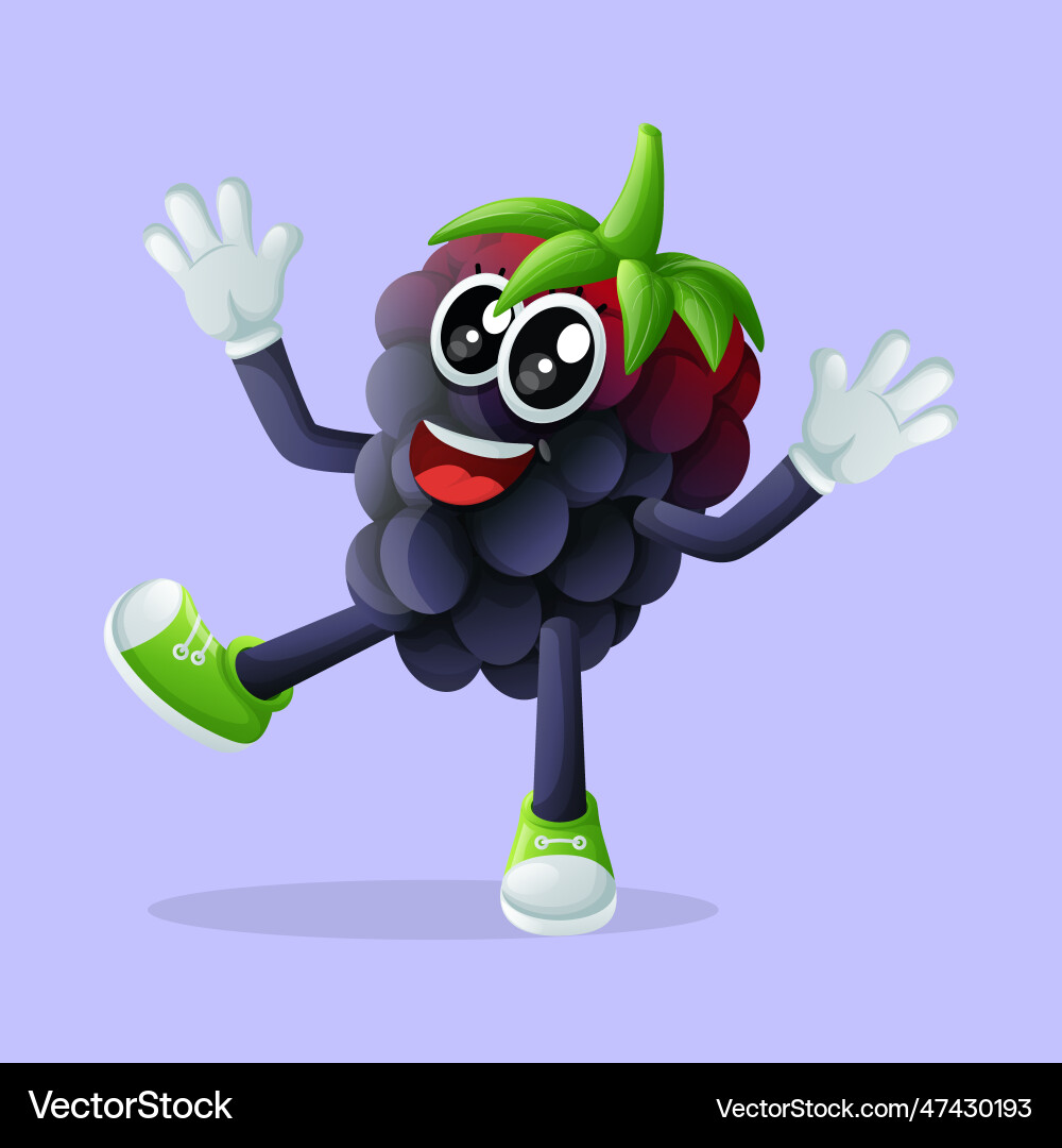 Cute blackberry character smiling with a happy Vector Image