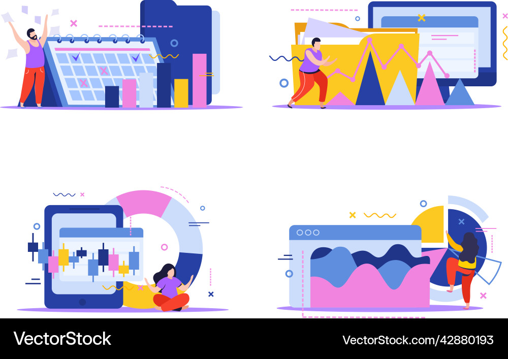 Data analysis compositions set Royalty Free Vector Image