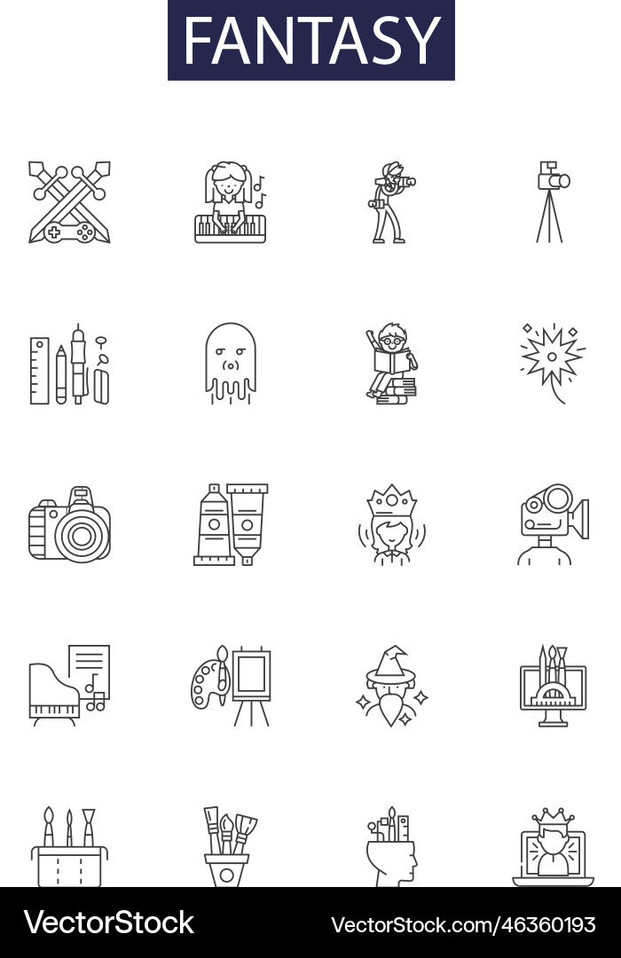 Fantasy line icons and signs imagination Vector Image