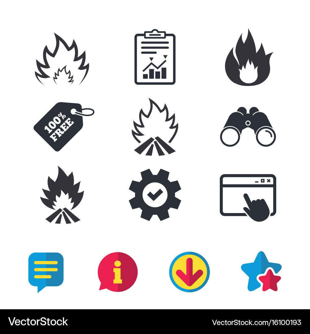 Fire flame icons heat signs Royalty Free Vector Image
