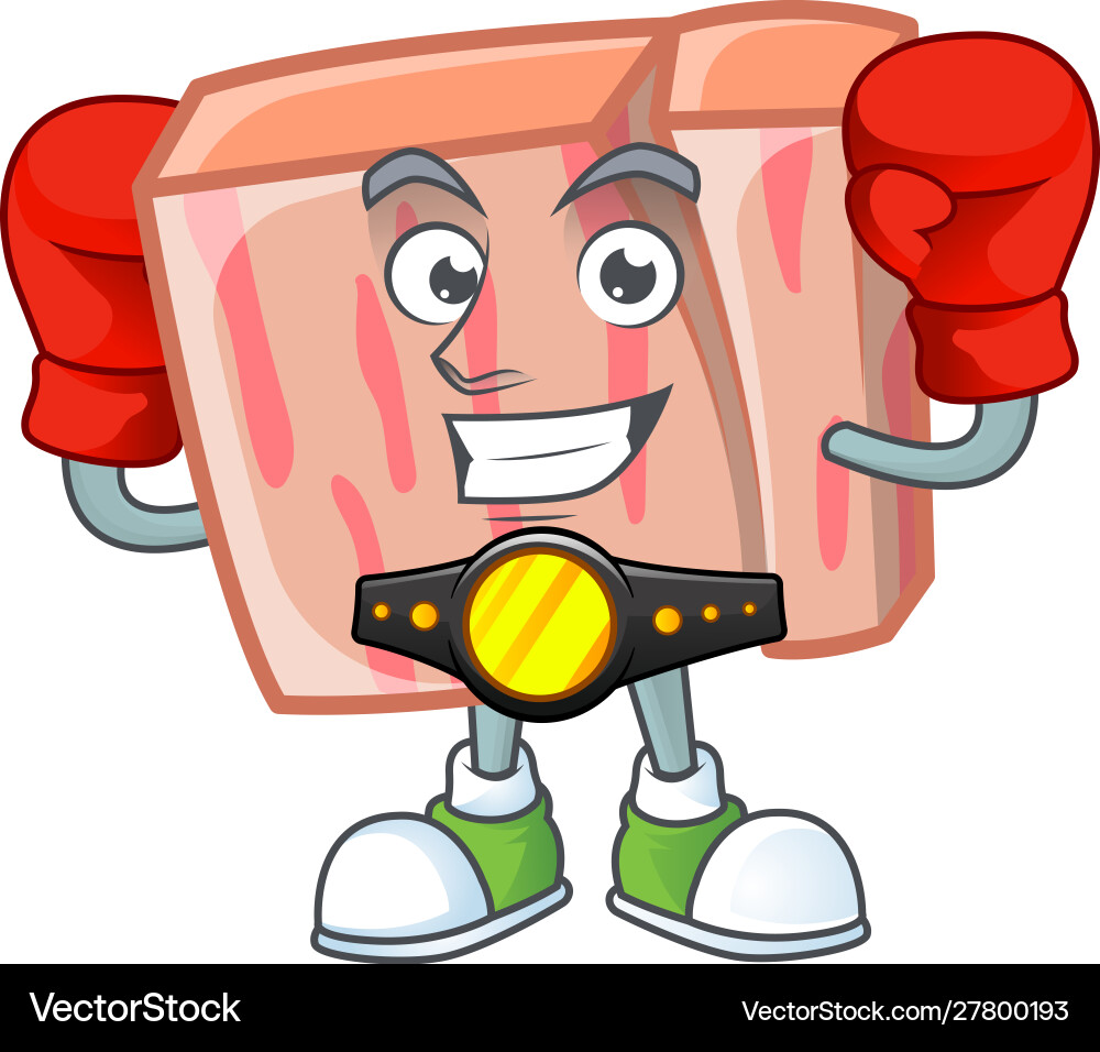 Fresh meat cartoon with boxing character shape Vector Image