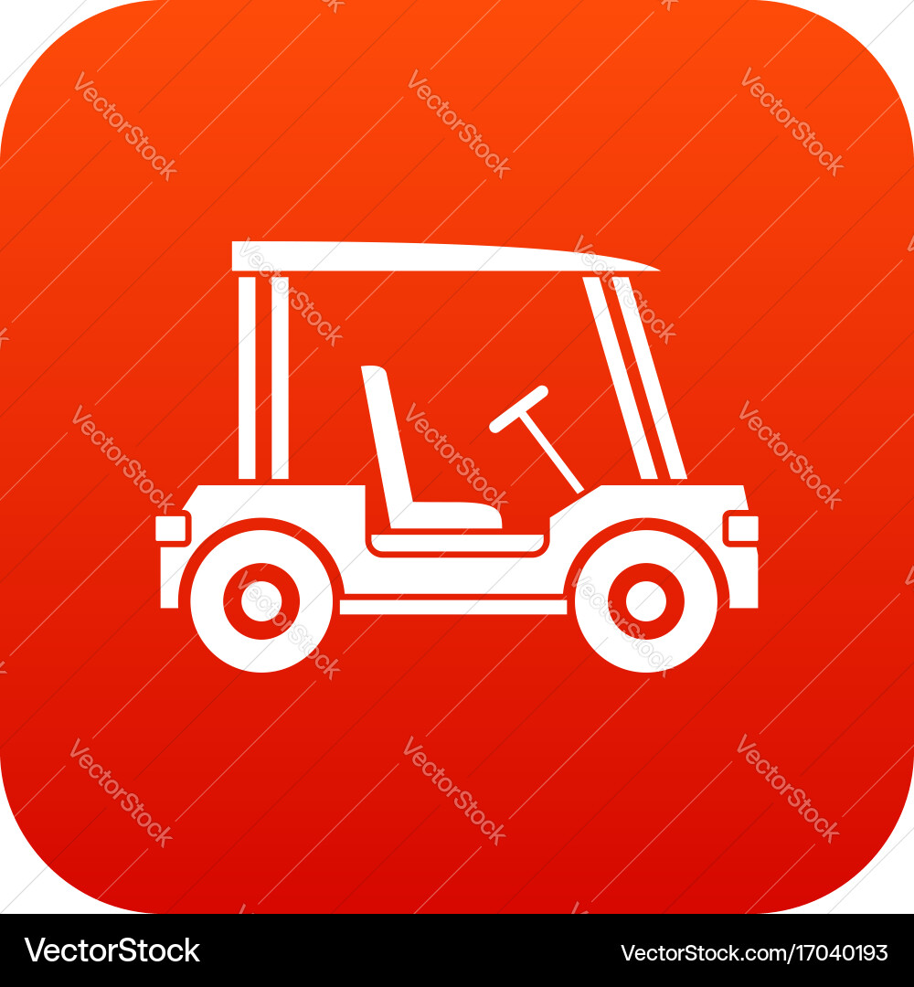 Golf club vehicle icon digital red Royalty Free Vector Image