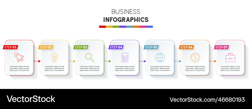 Infographics design template and icons with 7 Vector Image