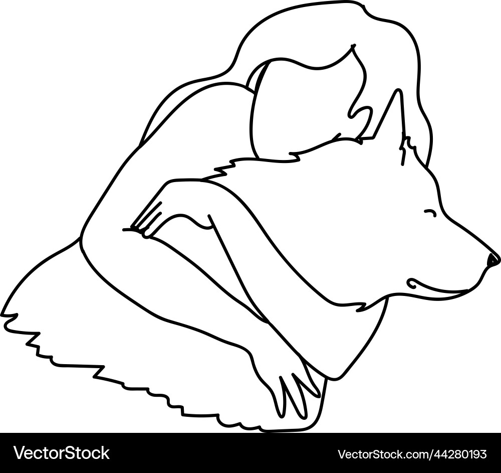 Line woman with dog Royalty Free Vector Image - VectorStock