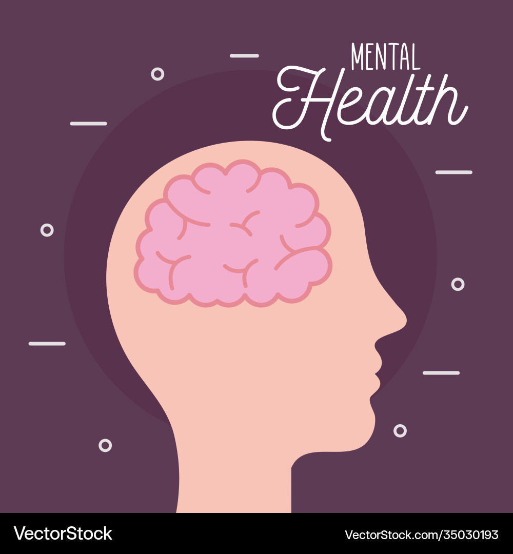 Mental health with brain inside head design Vector Image