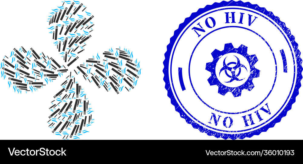 No hiv textured seal and cigarette smoke Vector Image