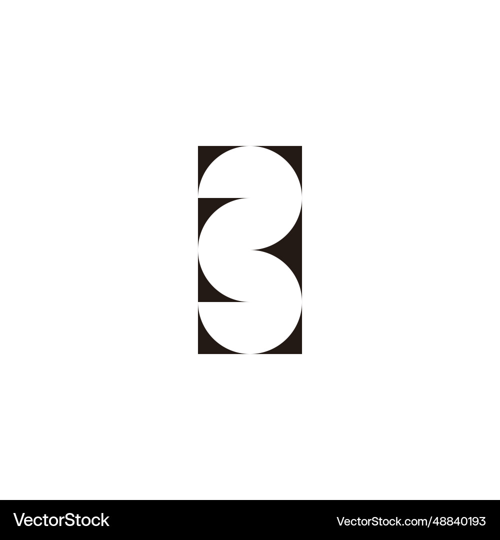 Number 3 squares curves geometric symbol simple Vector Image