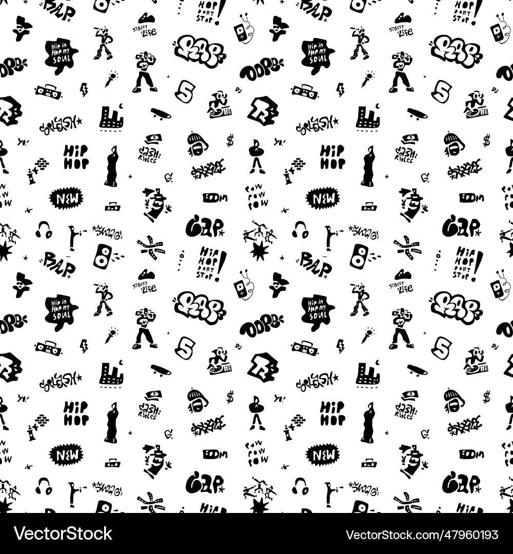 Rap music graffiti street style -seamless Vector Image